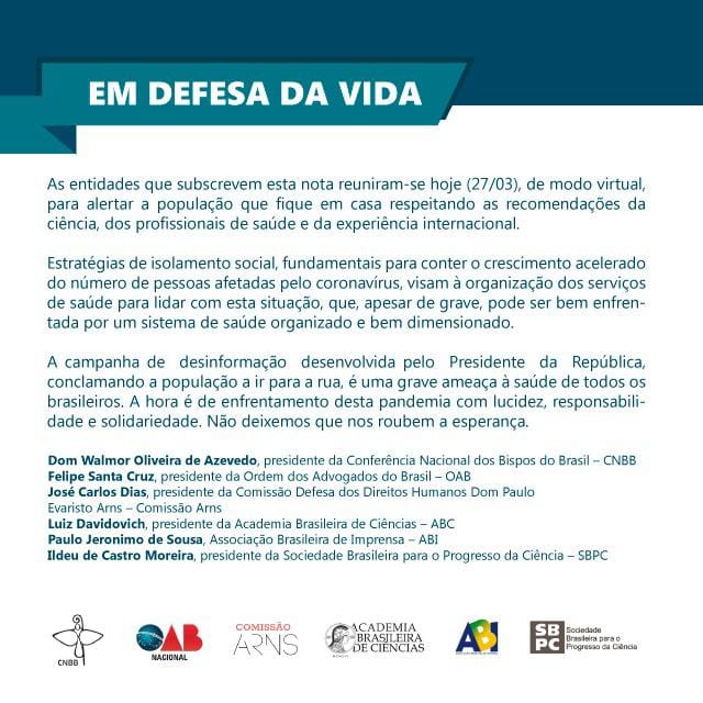 Posicionamento das Igrejas e organismos religiosos sobre fé, isolamento ...